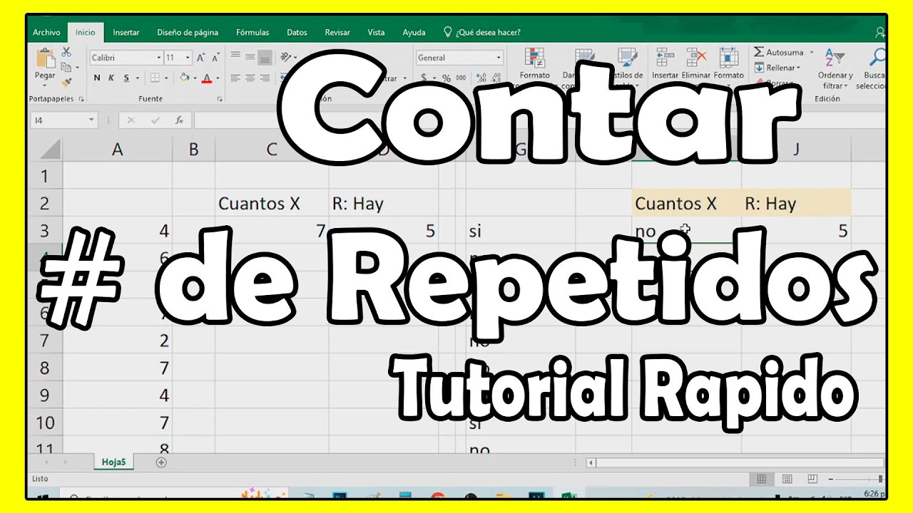Fórmula CONTAR con valores repetidos en Excel