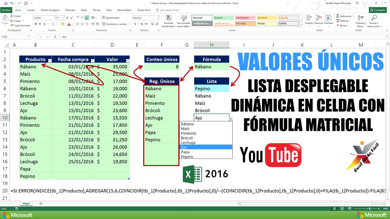 Cómo crear una lista desplegable en Excel: dinámica, editable y ...