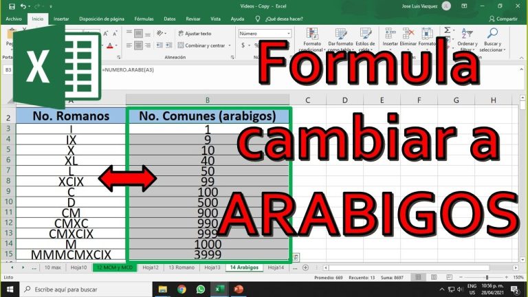 Función ARABIC en Excel
