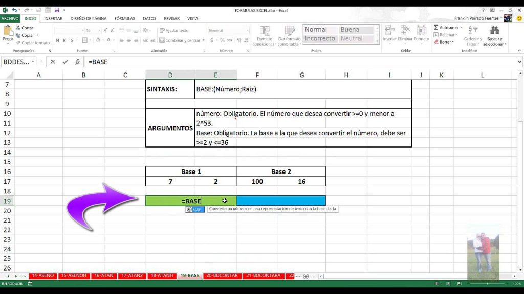 Función BASE en Excel