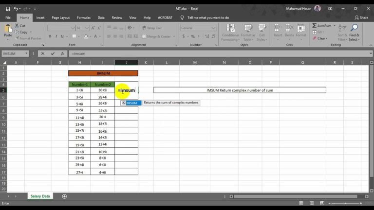 Función IMSUM en Excel
